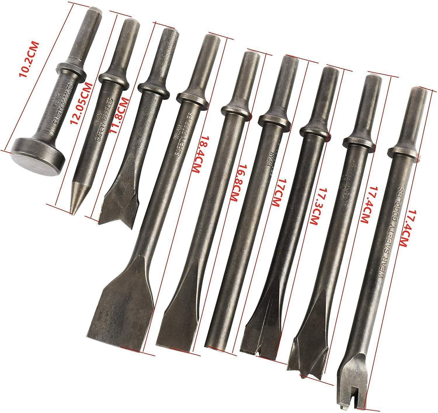 9 Pcs Pneumatic Chisel Tool Set Air Hammer Punch Chipping Bits Set 0 ...