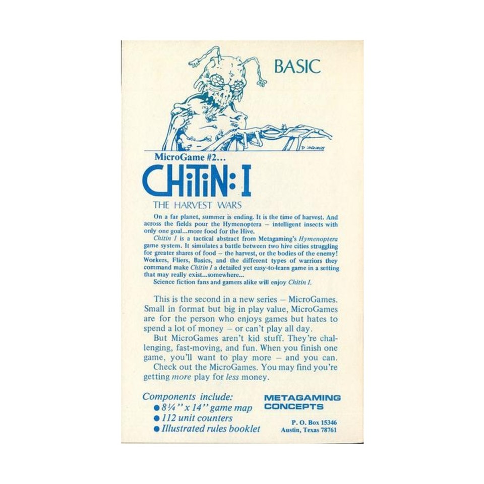 Metagaming MicroGames MicroGame #2 - Chitin I - The Harvest Wars (2nd ...