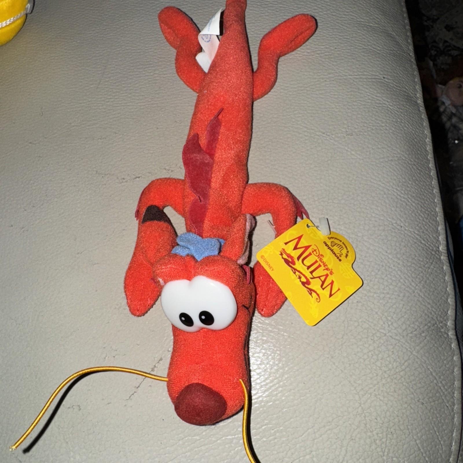 Disney Mulan Poseable Mushu Plush Bendable Red Dragon Toy Applause 14”w ...