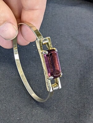 VINTAGE ELEGANT AVON COUTURE PURPLE STONE STATEMENT HINGED CUFF ...