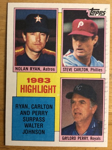 1984 Topps Rare Border Error Nolan Ryan Steve Carlton Gaylord Perry ...