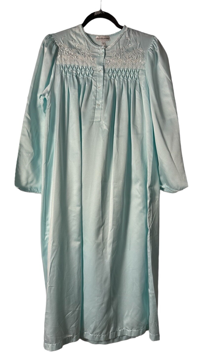 Miss Elaine Silk Essence Nightgown Flutter Sleeve Blu… - Gem