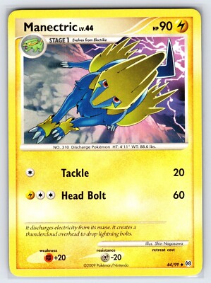 Manectric 44/99 2009 Arceus Set Pokemon Card Uncommon - Vlp | eBay