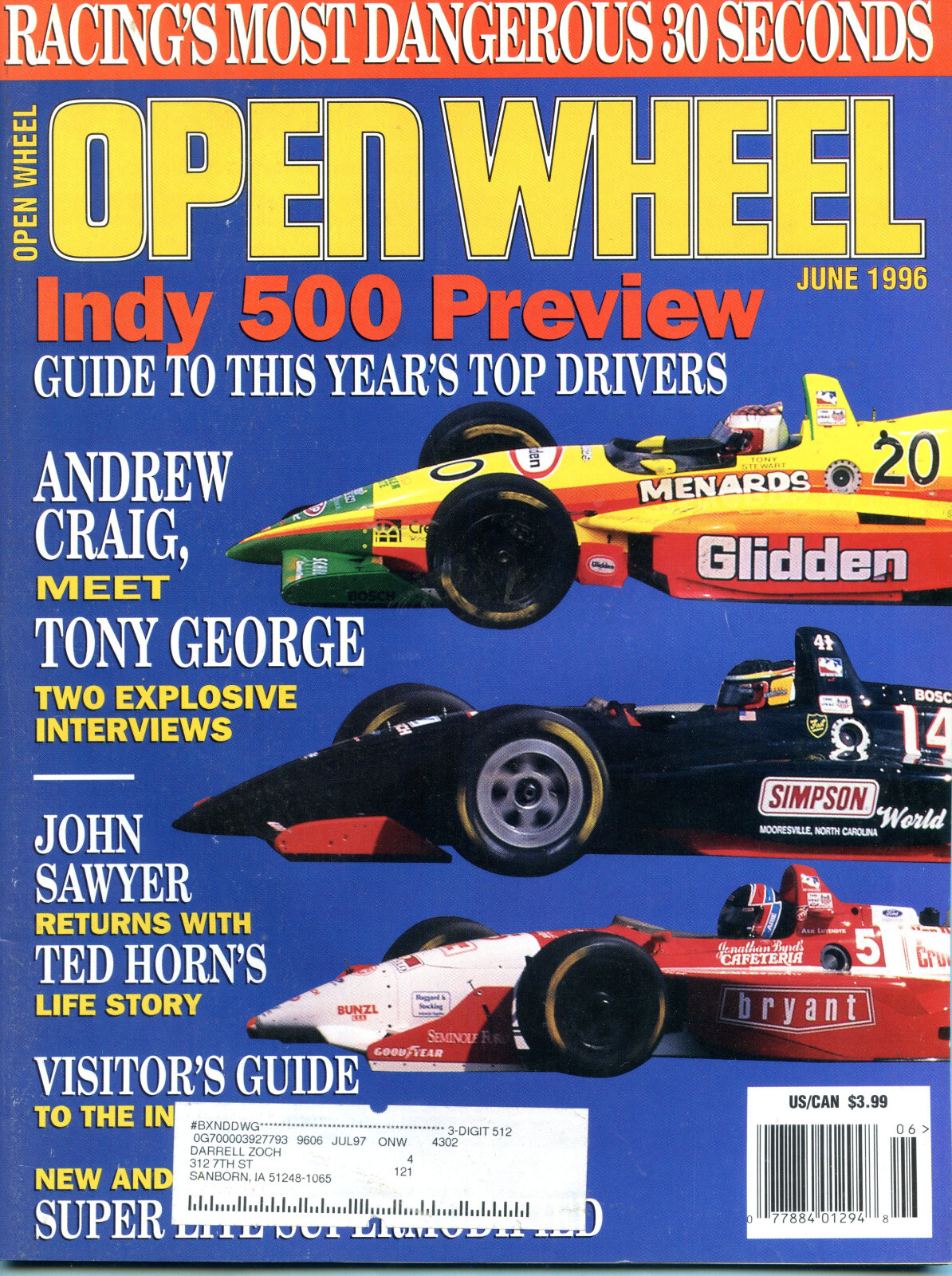 Open Wheel Magazine June 1996 "Indy 500 Preview" Box 602 | eBay