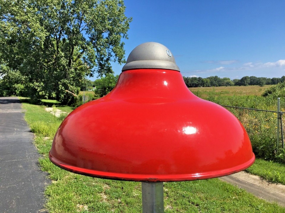 40s Revere 20 Pump Island Light Porcelain Vintage Red GAS STATION ...