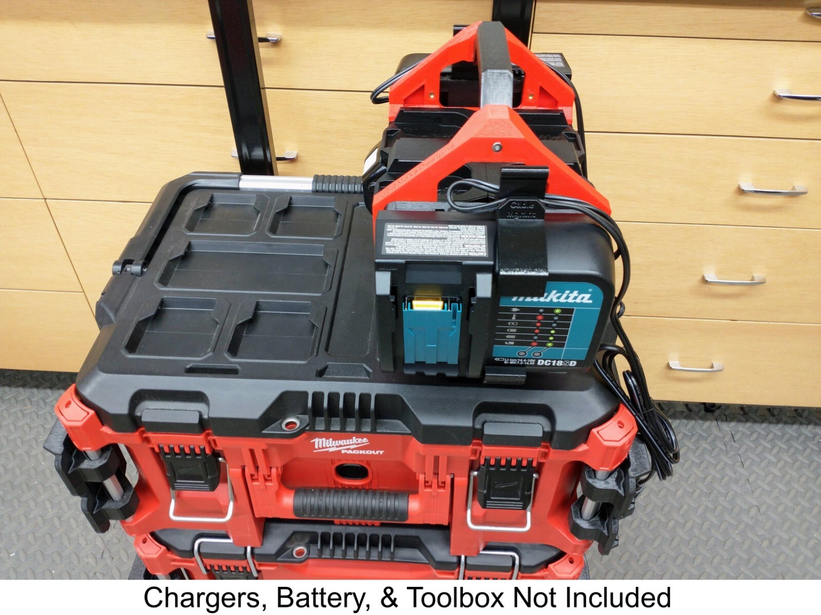Makita 12 x 18V Battery & 2 x Charger Caddy for Milwaukee Packout, Make ...