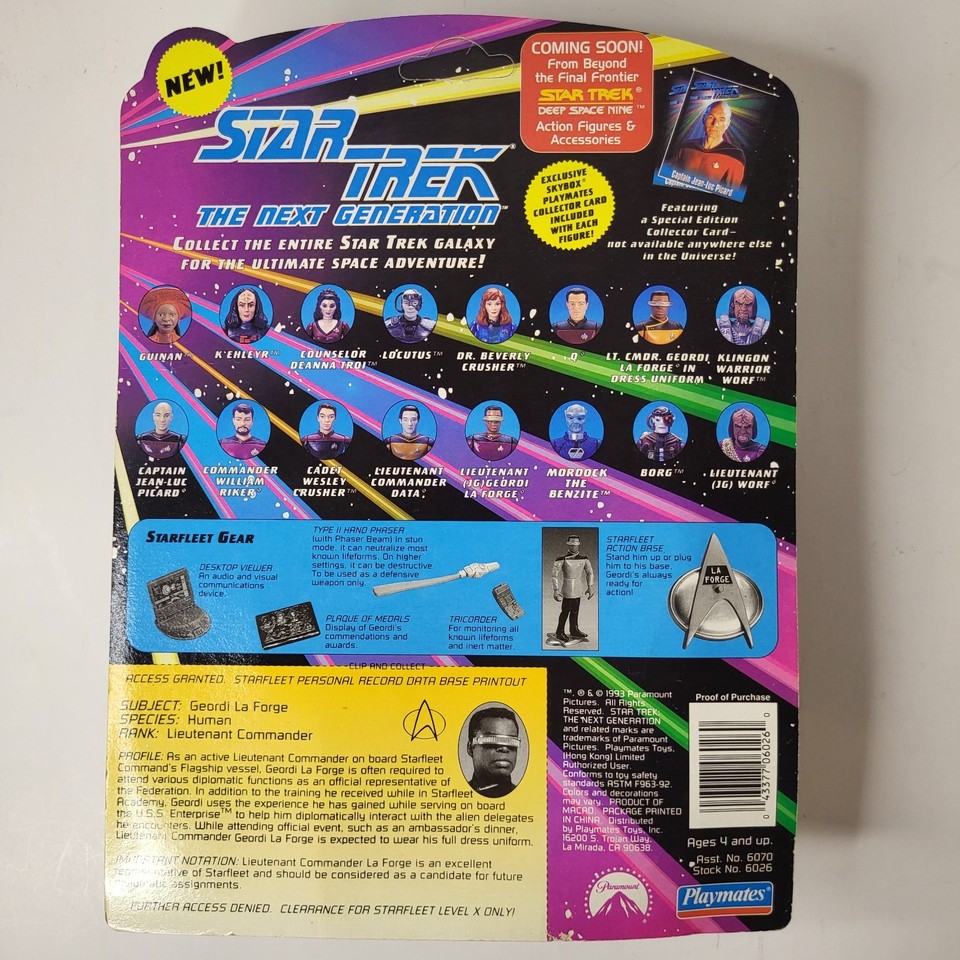Star Trek The Next Generation Lt. Cmdr Geordi La Forge Playmates 1993 ...
