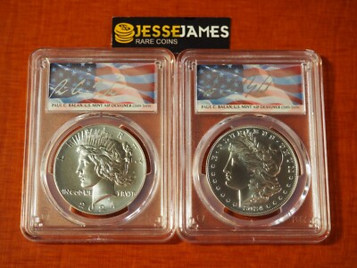 2024 SILVER PEACE & MORGAN DOLLAR PCGS MS70 ADVANCED RELEASE FLAG PAUL ...