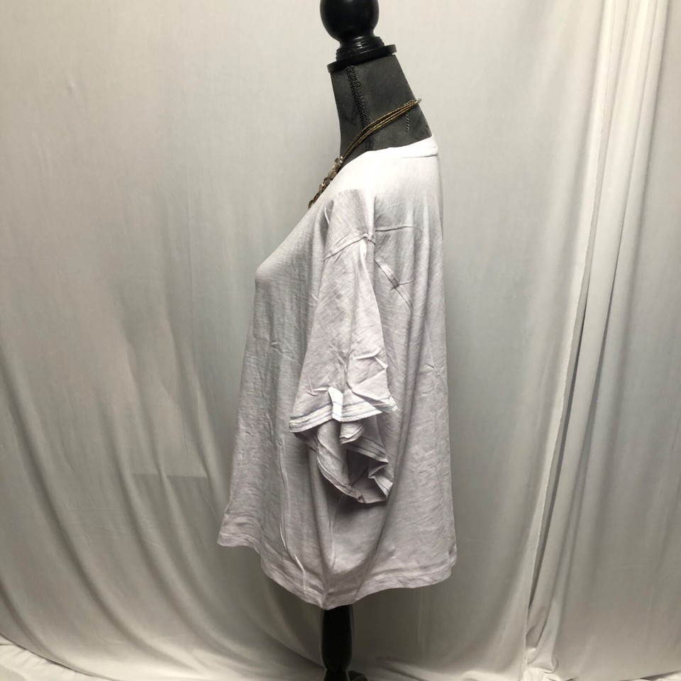 Grey State Joy Top Womens Size 3X Lavender Wide Flutter Sleeves Blue ...