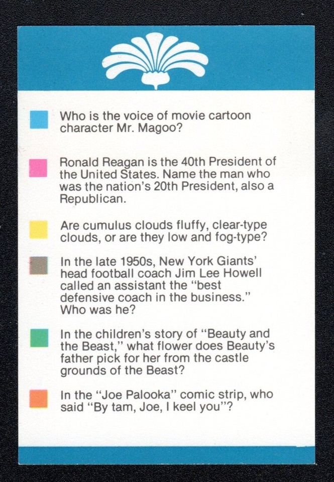 Tom Landry Football Coach Vintage 1981 Trivia Game Card | eBay