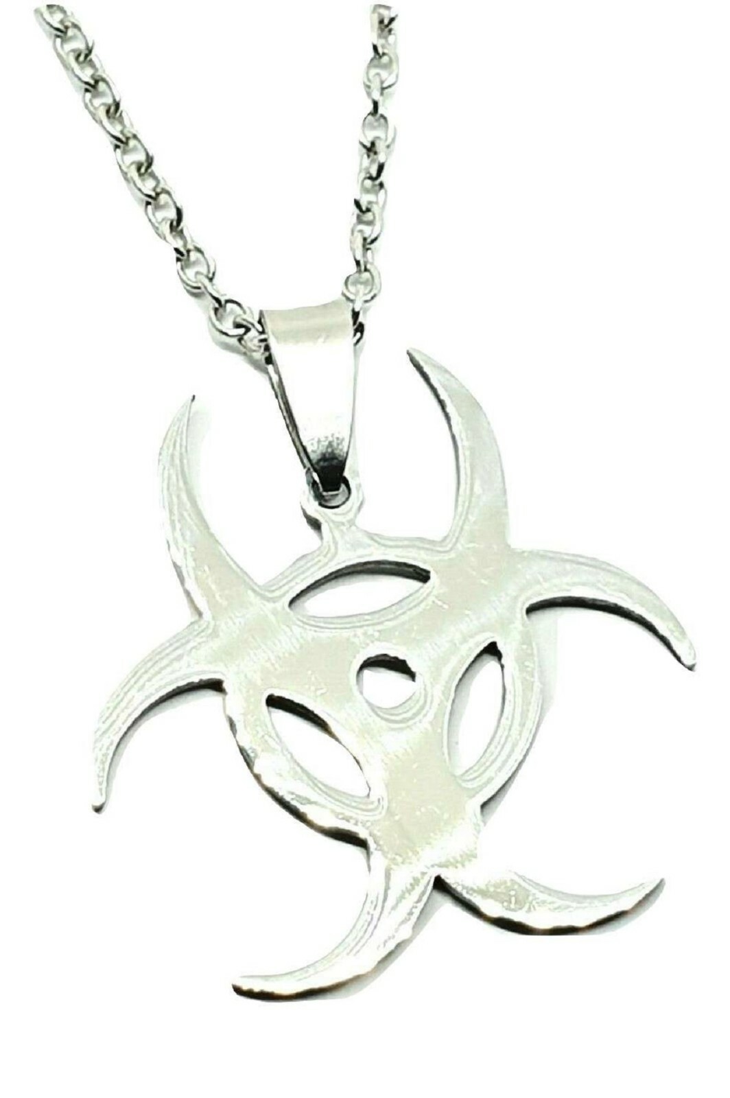 Biohazard Pendant Necklace Stainless Steel 22" Chain Symbol Anarchy ...