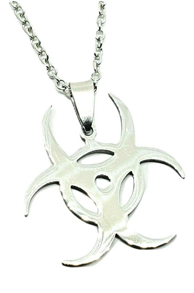 Biohazard Pendant Necklace Stainless Steel 22" Chain Symbol Anarchy ...