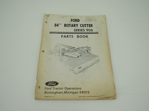 Ford Series 906 84" Rotary Cutter Parts Book Manual | eBay