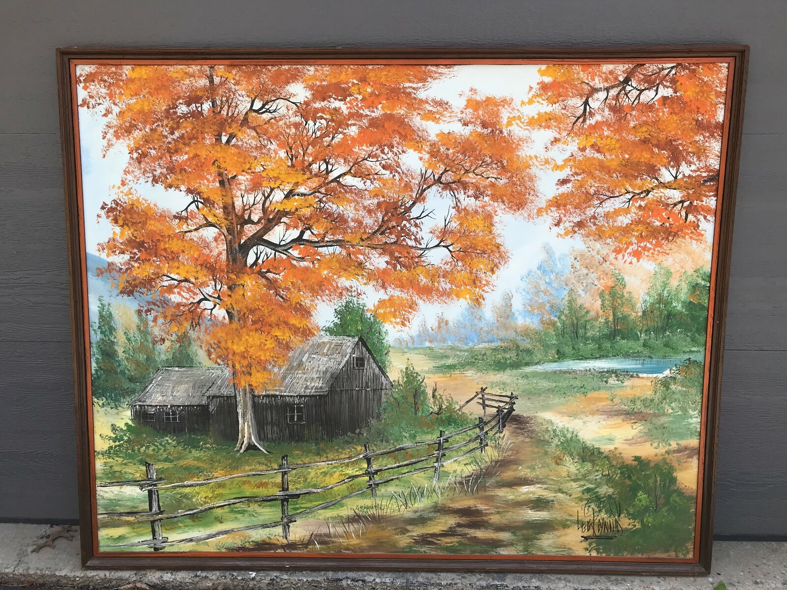 Great Lg. Orig. Vint. signed Lee Reynolds Country Cabin Chic Oil ...
