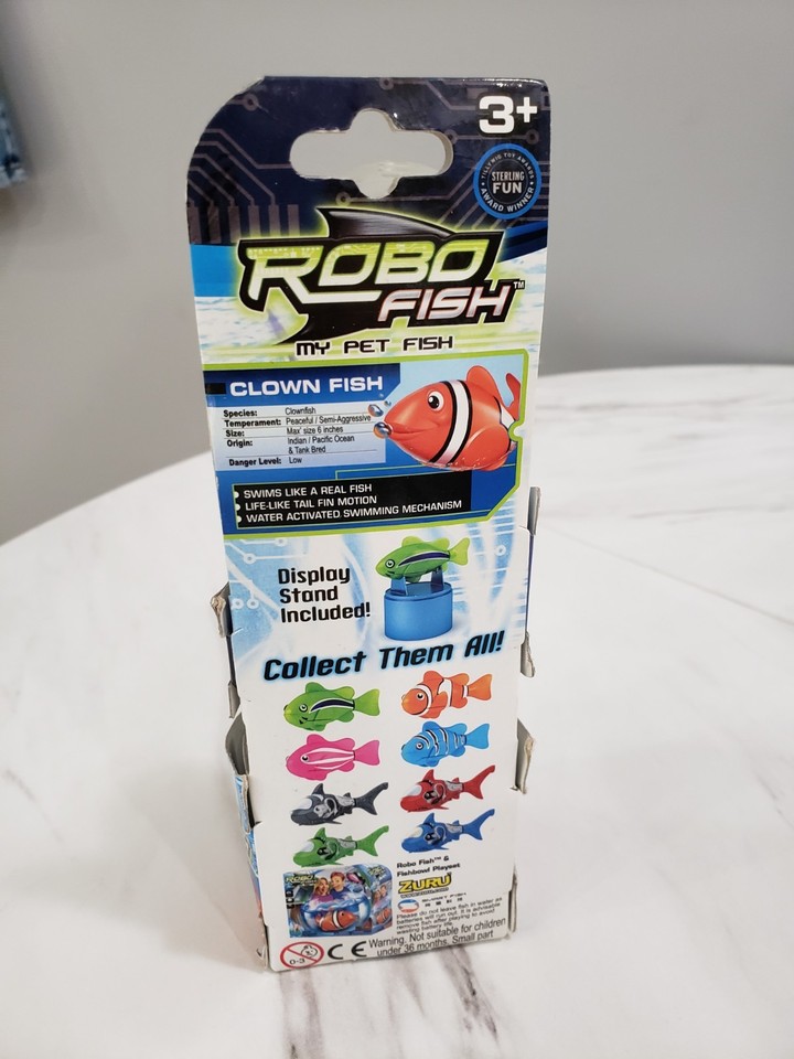 Zuru ROBO FISH Alive Orange Clown Water Activated Fish Toy Goldfish New ...