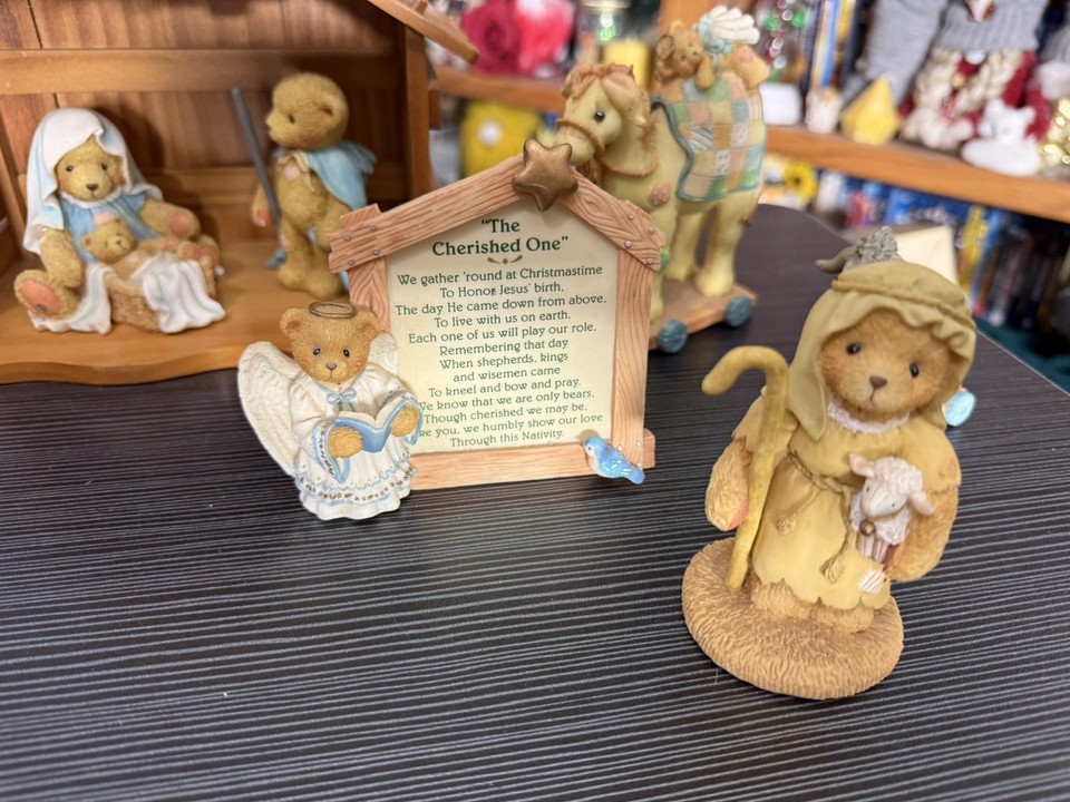 Cherished Teddies Nativity Set Barn, Mary, Joseph And 7 More Figurines ...
