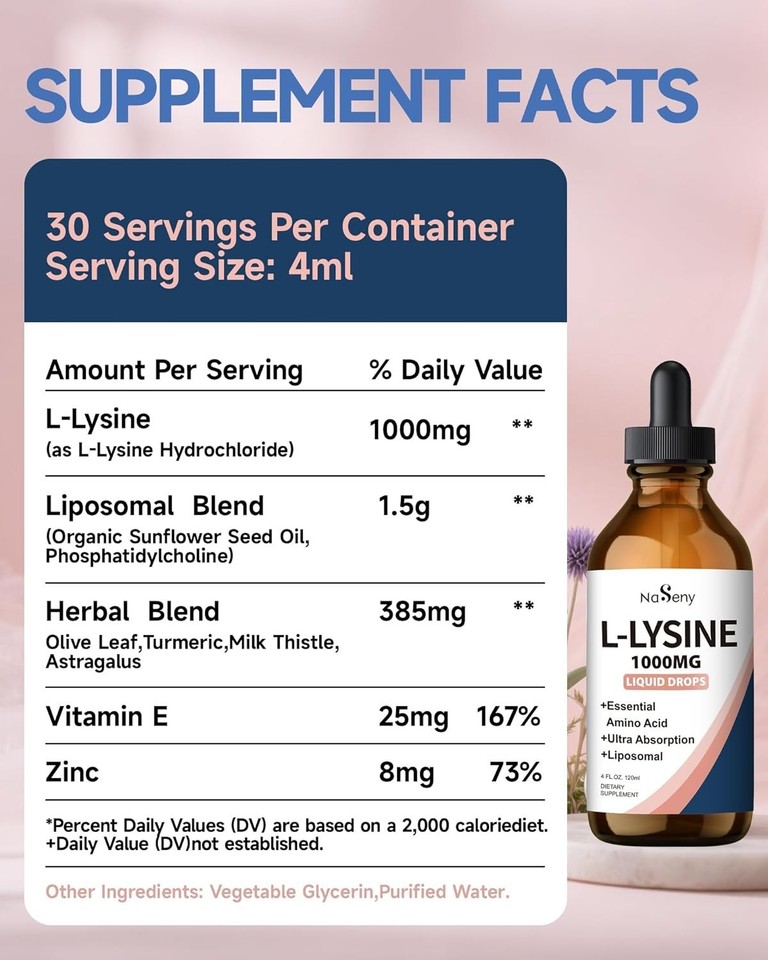 L-Lysine Liquid Drops, Liquid Lysine 1000mg Supplement Essential Amino Acid S... | eBay