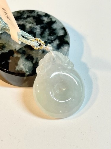 White Ancient Pingankou Button Burmese Icy Blue Jadeite Jade Pendant | eBay