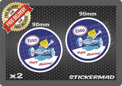 ESSO Oil Drip Person happy motoring classic Stickers Retro Vintage F1 ...