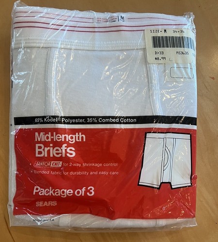 Vtg NEW Sears Combed Cotton Mens Boxer Briefs 34-36 USA 3 Pairs Red ...
