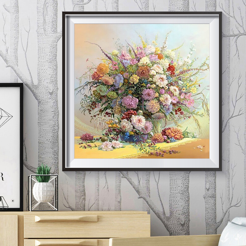 5D DIY Full Round Drill Diamond Painting Flower Bouquet Cross Stitch ...