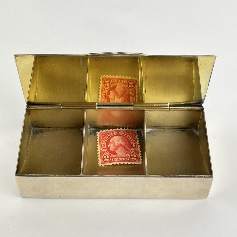 Antique Solid Sterling Silver Tiffany & Co Stamp Box 8.8cm X 4.2cm ...