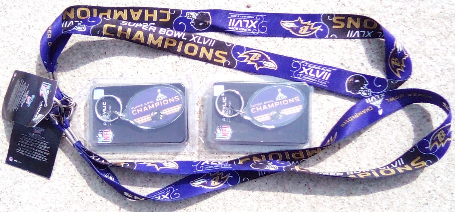Baltimore Ravens Super Bowl 47 Champions WinCraft 2 Key Chain 2 Lanyard ...