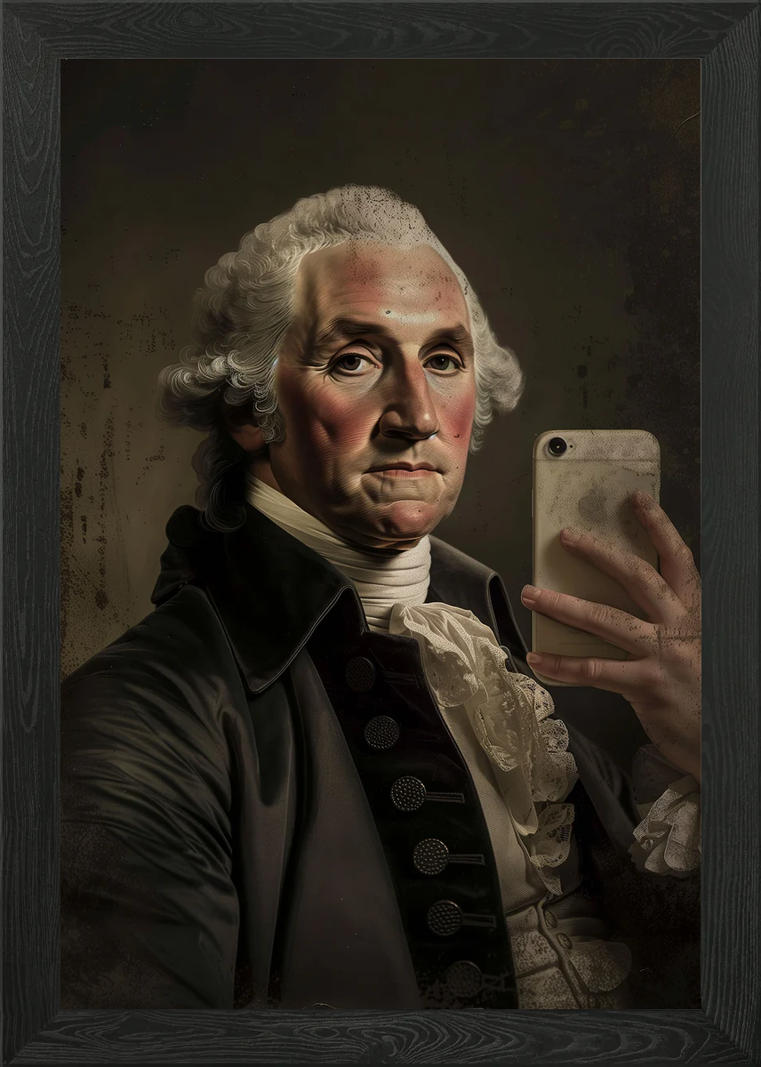 George Washington Selfie Framed Wall Art Poster Canvas Print Picture ...