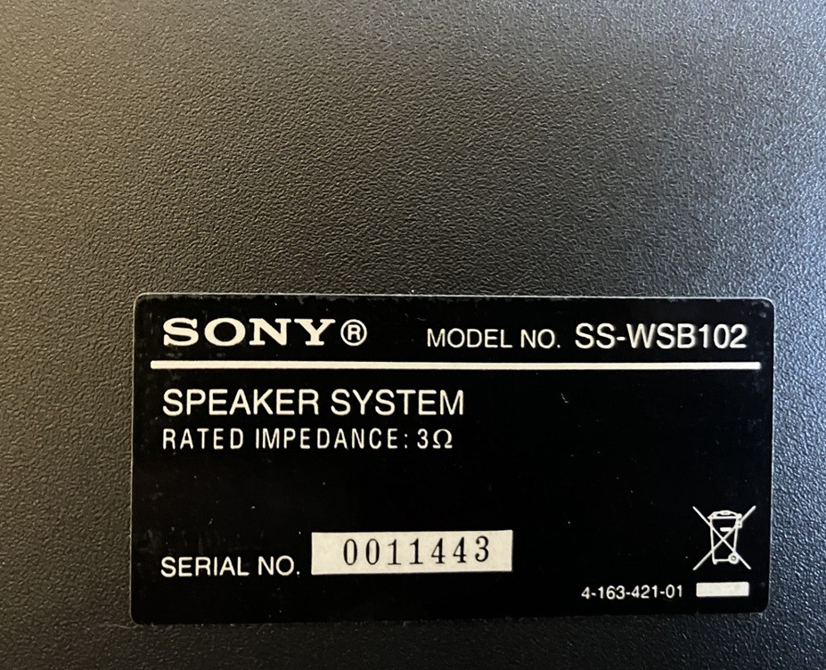 VGC Sony SS-WSB102 Home Cinema Theatre Subwoofer 3 Ohms SUB ONLY | eBay UK