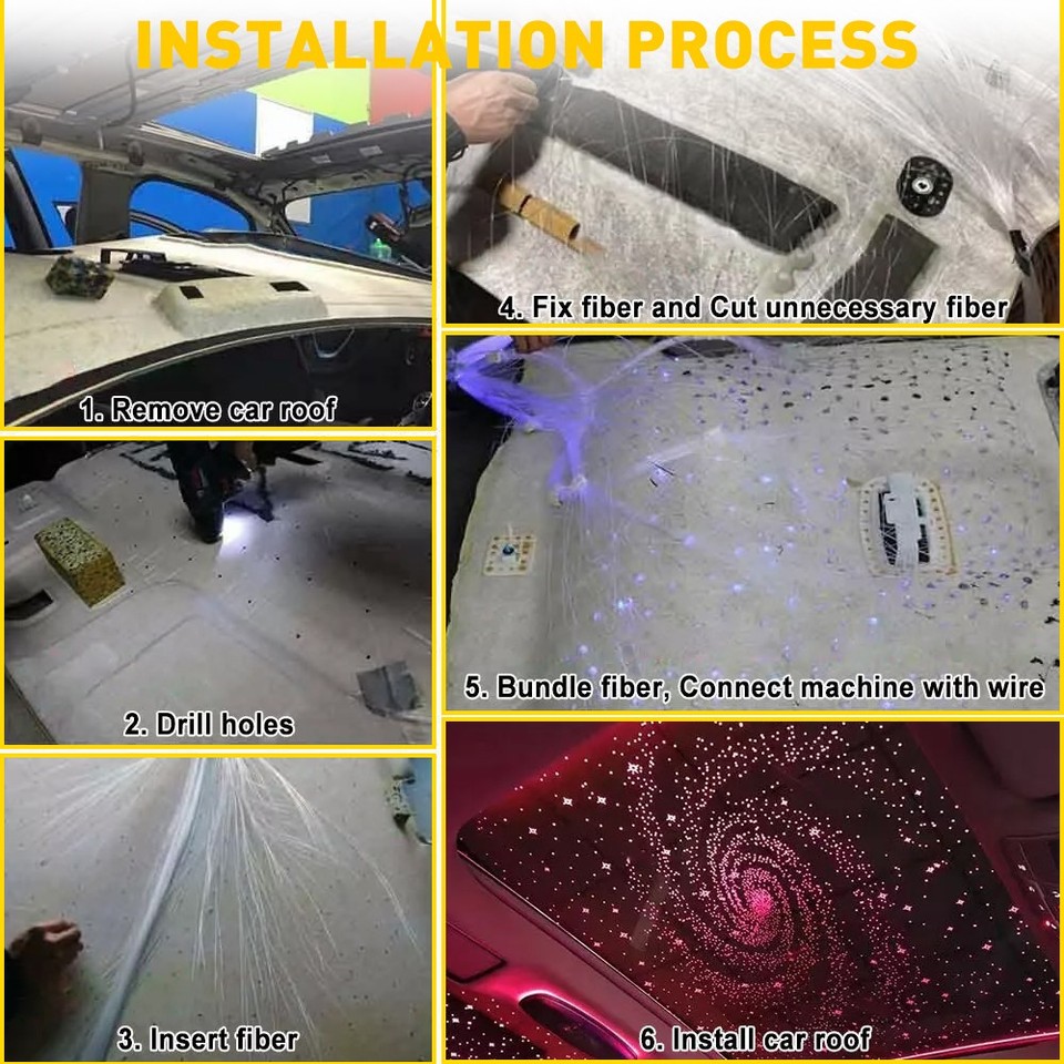 500pcs Car Home Headliner Star Lights Roof Twinkle Ceiling Light Fiber ...