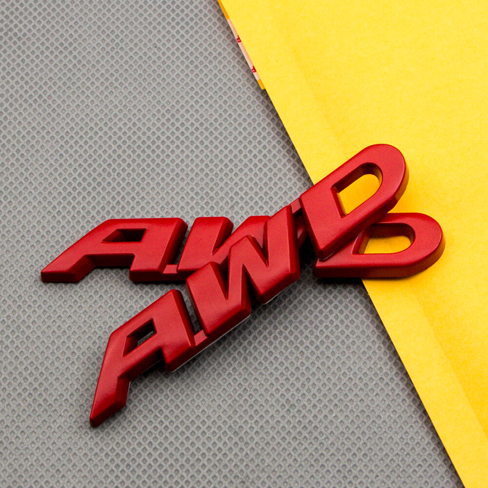 2Pcs Red Metal Small AWD Off Road Emblem All Wheel Drive Badge 3D Logo ...