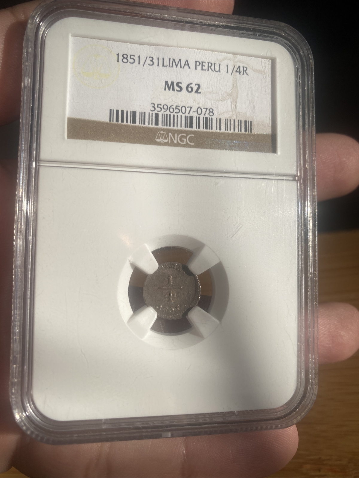 1851/31 Peru LIMA 1/4 Real NGC MS62 Scarce Coin Llama Beautiful Example ...