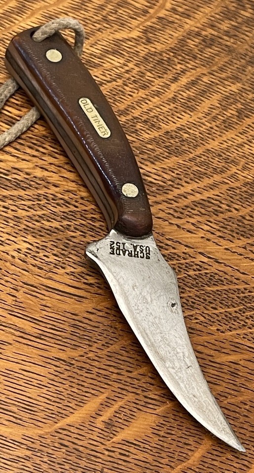 Early VINTAGE SCHRADE USA OLD TIMER #152 Sharp Finger KNIFE & LEATHER ...