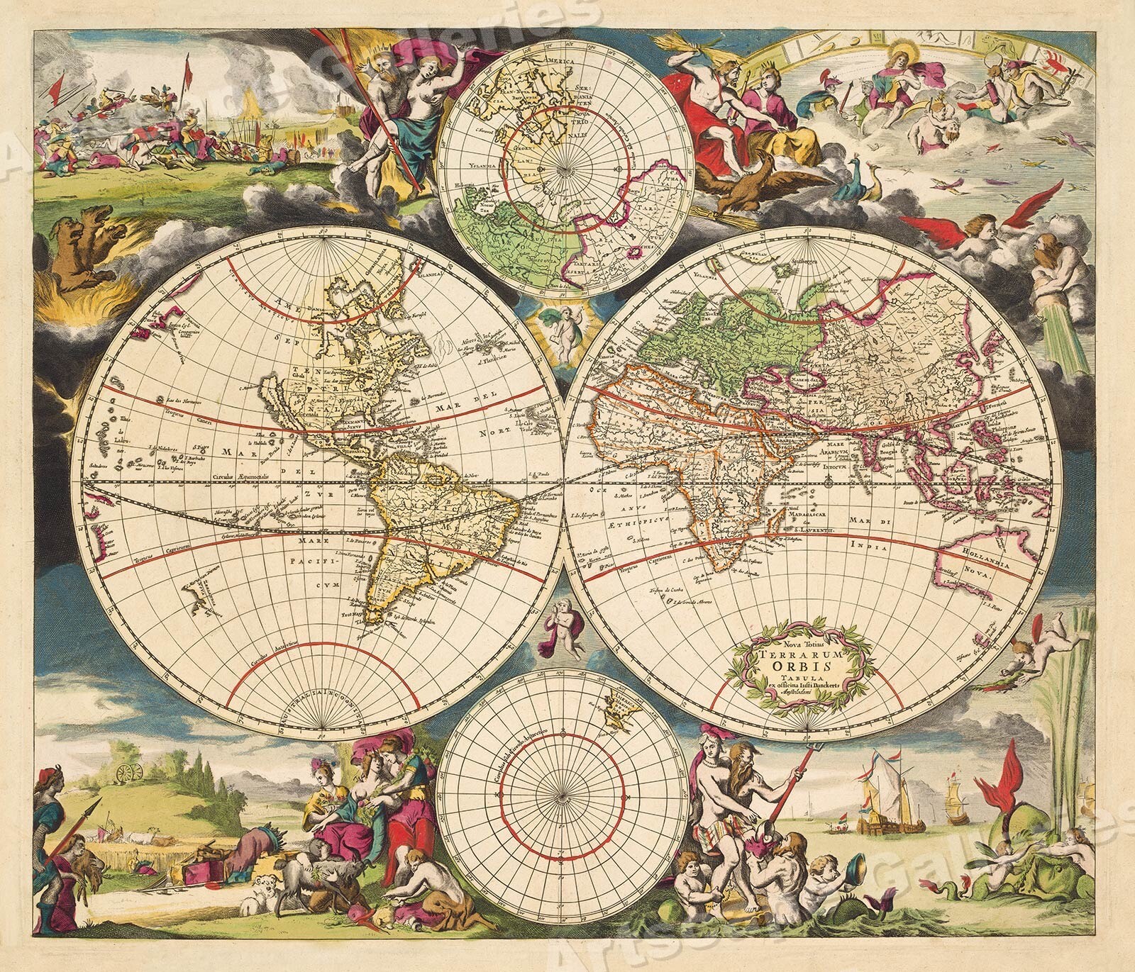 1703 Map of the World - Vintage Style | Grelly USA