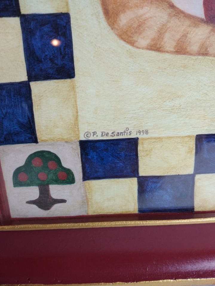 Framed Folk Art Orange Tiger Cat Signed by P. DeSantis 1998 HTF Rare | eBay