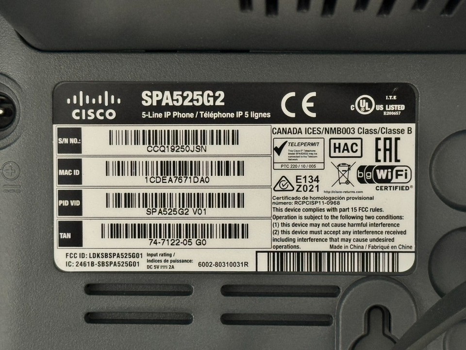 Cisco IP Phone SPA525G2 Grey- 5 Line IP Phone with Display and ...