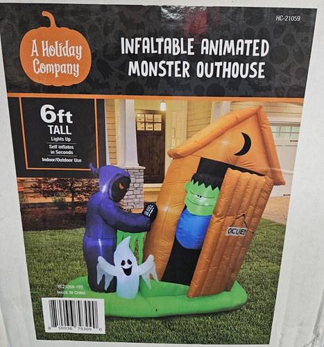 Holiday Company 6ft Tall Animated Monster Outhouse Halloween Inflatable ...