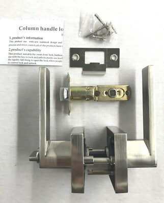 New Door Column Handle Privacy Lock Set Stainless Steel Adjustable ...