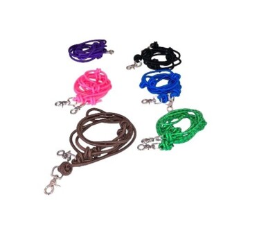 Horse Reins 8FT Poly Rope with Four Knots Nickel Plated Trigger Snaps ...