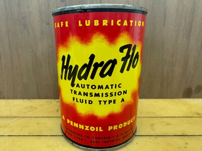 VINTAGE~ FULL NOS~ PENNZOIL HYDRA FLO AUTOMATIC TRANSMISSION FLUID CAN ...