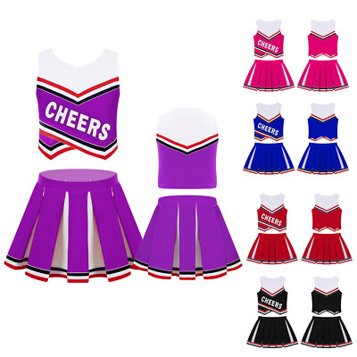 Kids Girls Dancewear Party Uniforms Game Cheerleading Performance Dance ...
