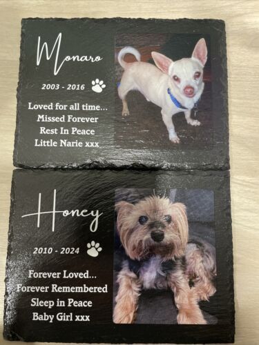 Personalised Pet RIP Memorial Plaque Dog Cat Bird Custom Grave stone UV ...