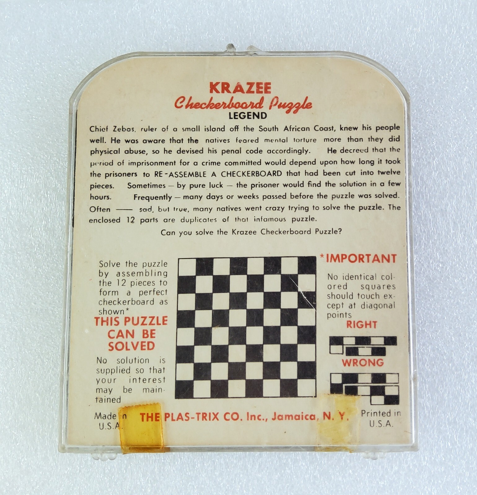 12 Piece Checkerboard Puzzle