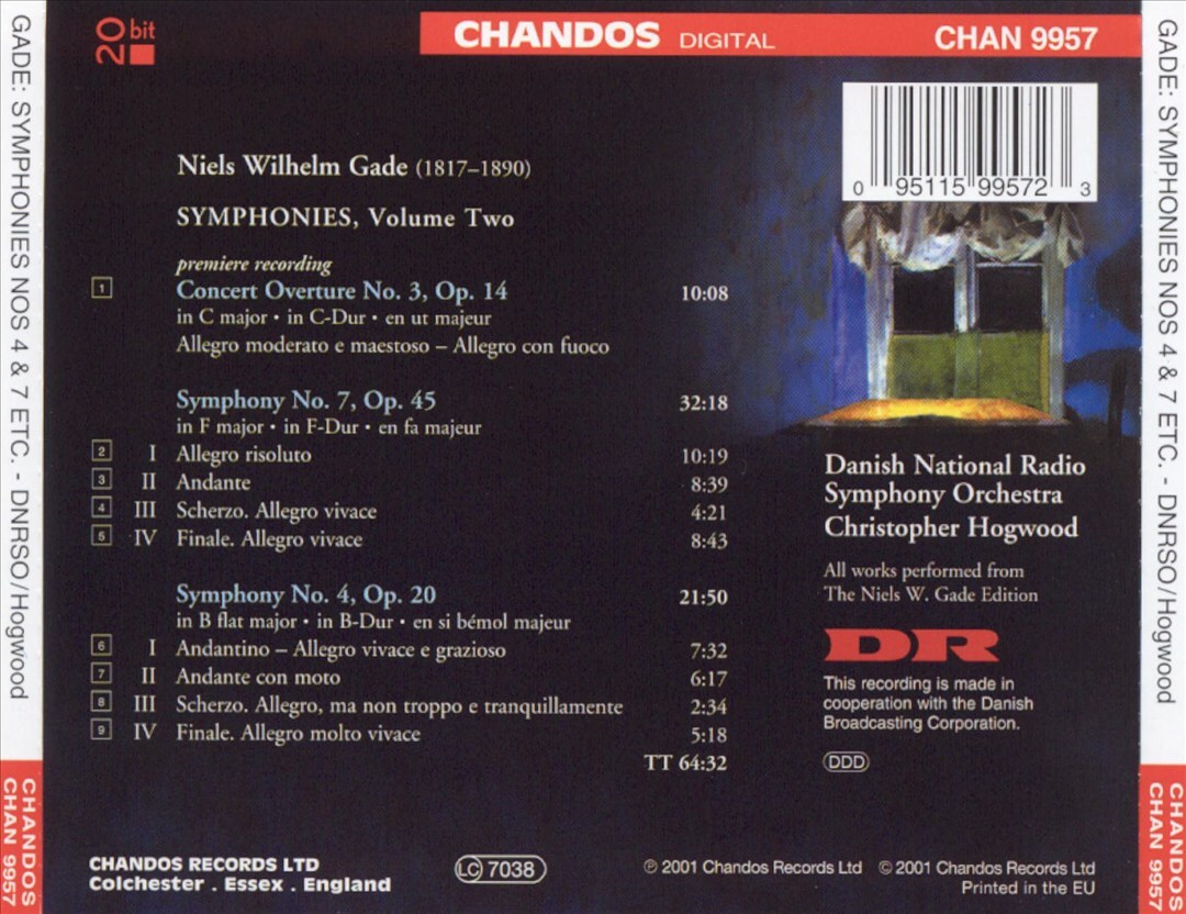 CHRISTOPHER HOGWOOD NIELS W. GADE: SYMPHONIES, VOL. 2 NEW CD ...