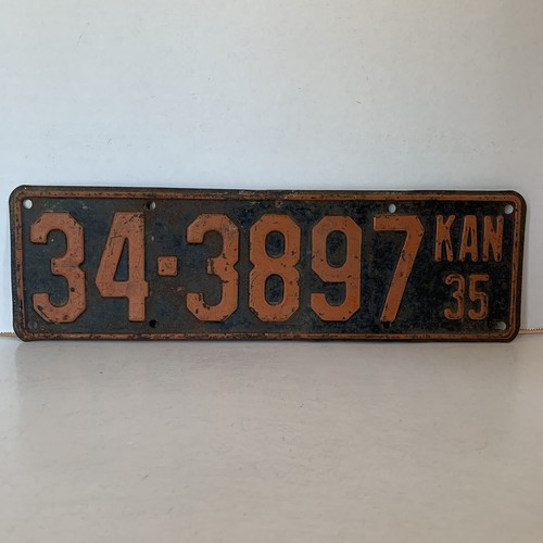 1935 Kansas License Plate 34 3897 Car Tag Antique Collector Man Cave ...
