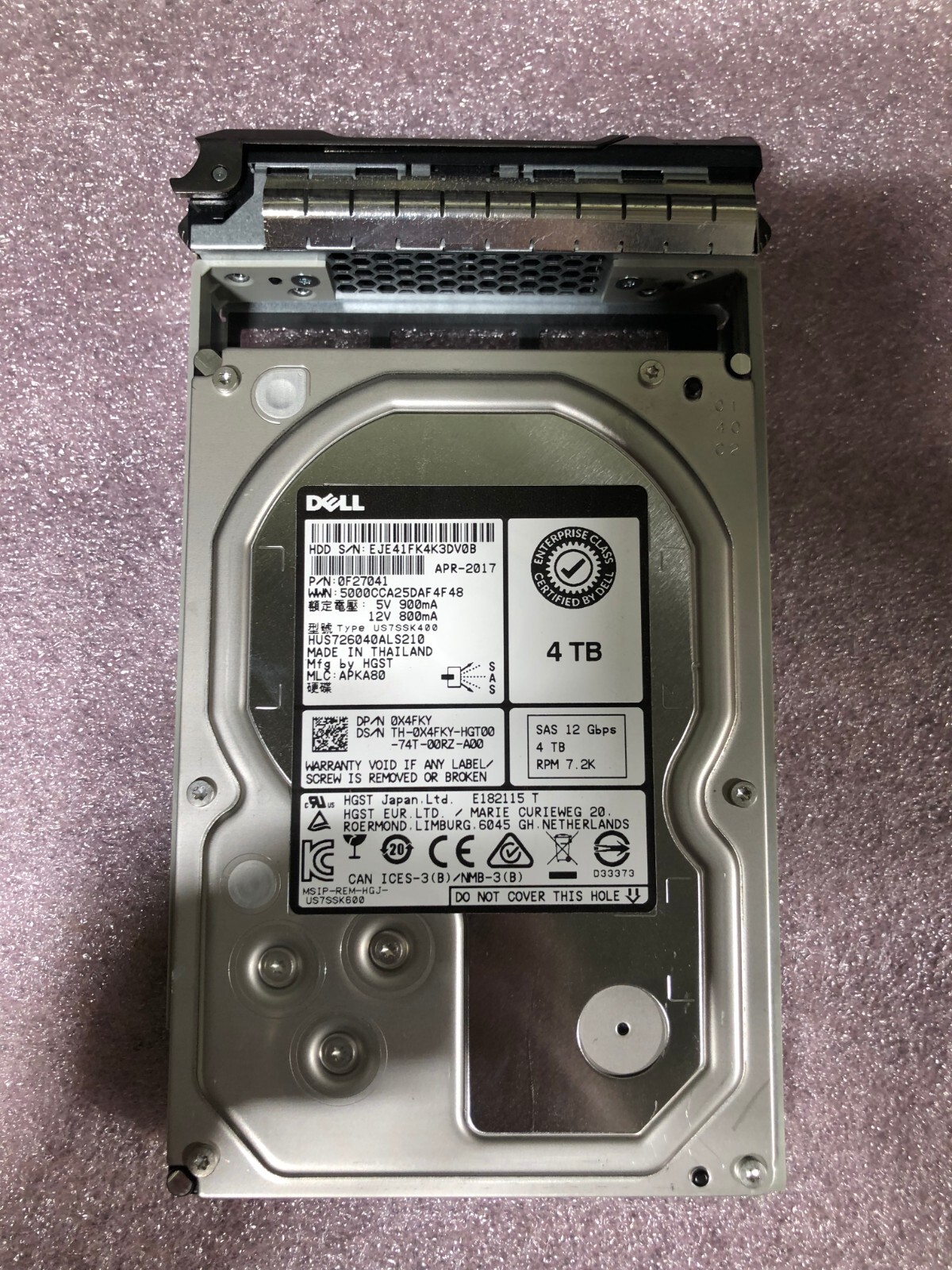 X4FKY DELL HGST 4TB 12G SAS 7.2K 3.5" HDD HUS726040ALS210 | eBay