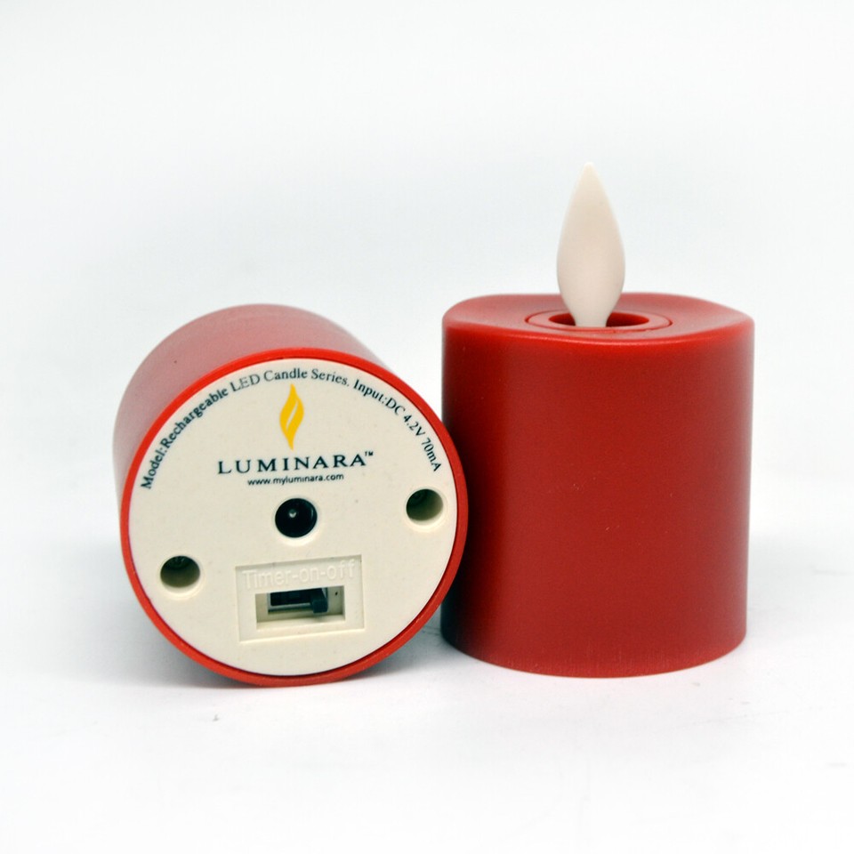 Luminara Flameless Red Rechargeable Tea Light Candles with Remote/timer ...