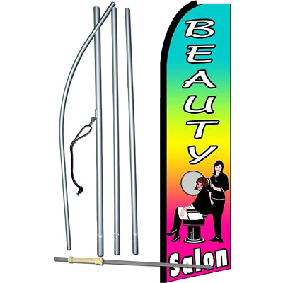 Beauty Salon Flag with Flag Pole and Spike | eBay