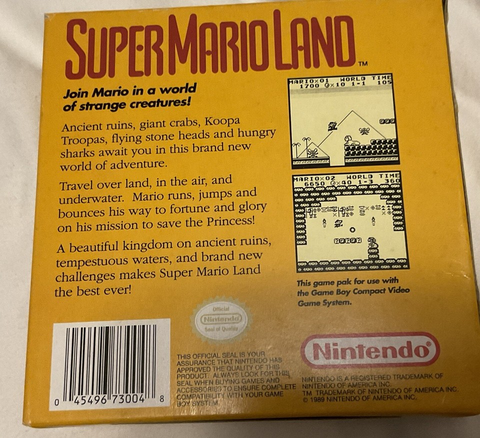 SUPER MARIO LAND 4 Original Gameboy Game RARE, COMPLETE IN BOX ...
