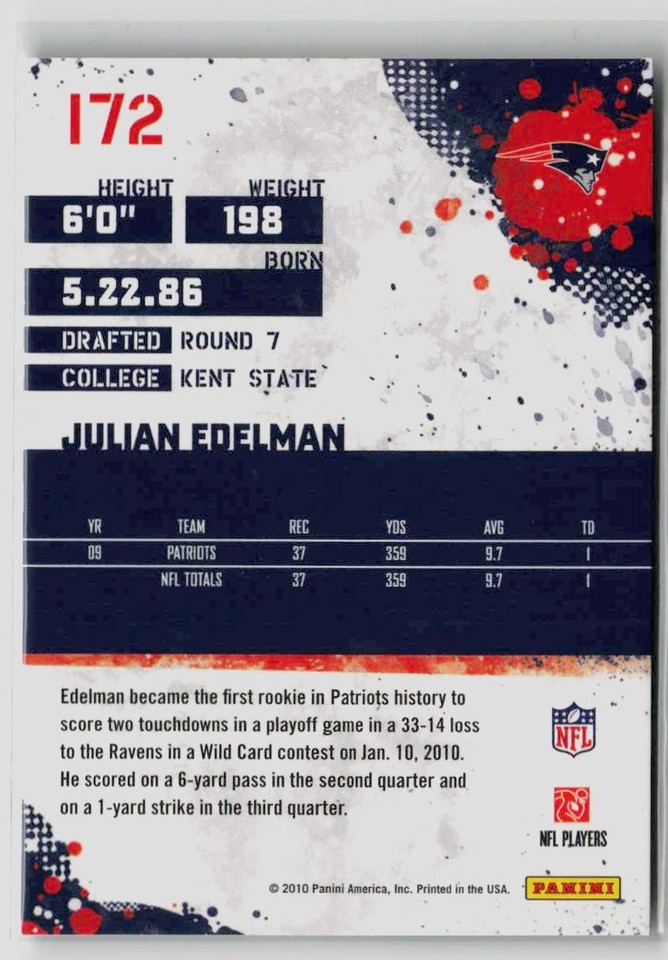 2010 Score #172 Julian Edelman | eBay